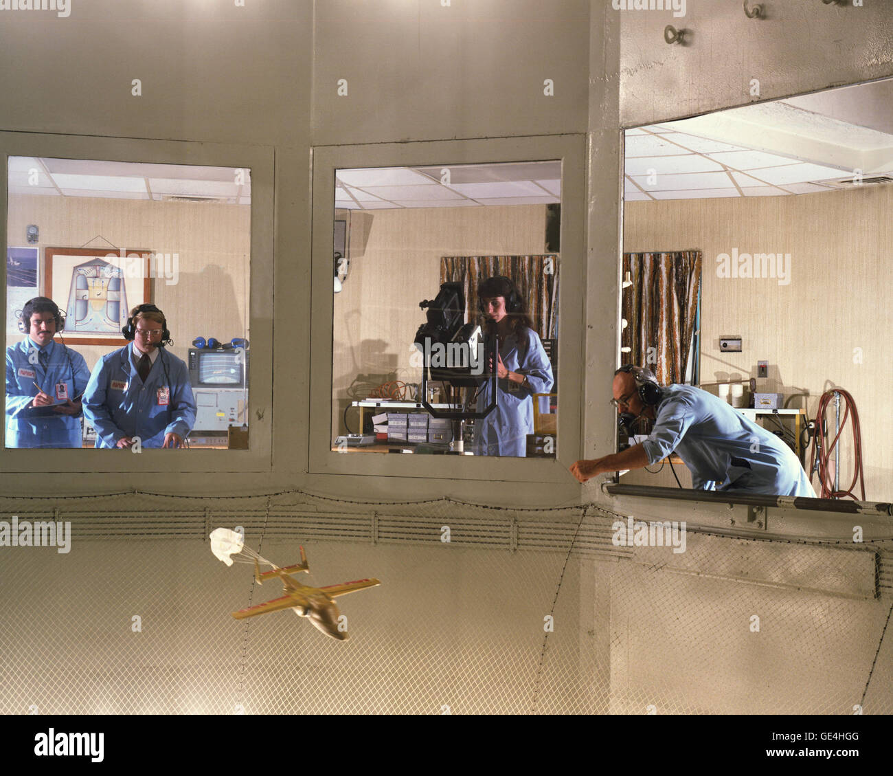 This image shows a model aircraft being tested in the Langley Model ...