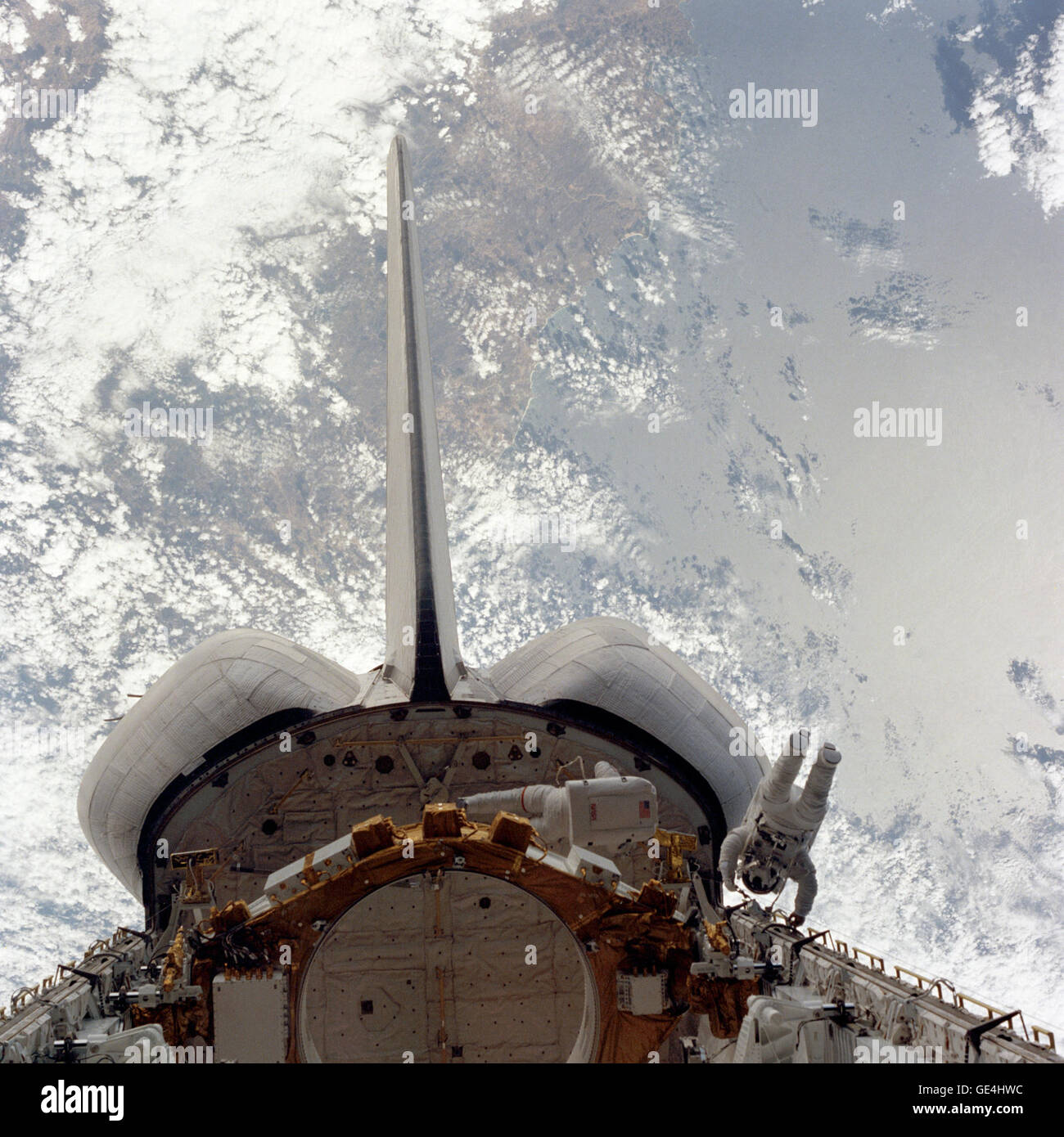 This image shows STS-6 mission specialists Donald H. Peterson and Story ...