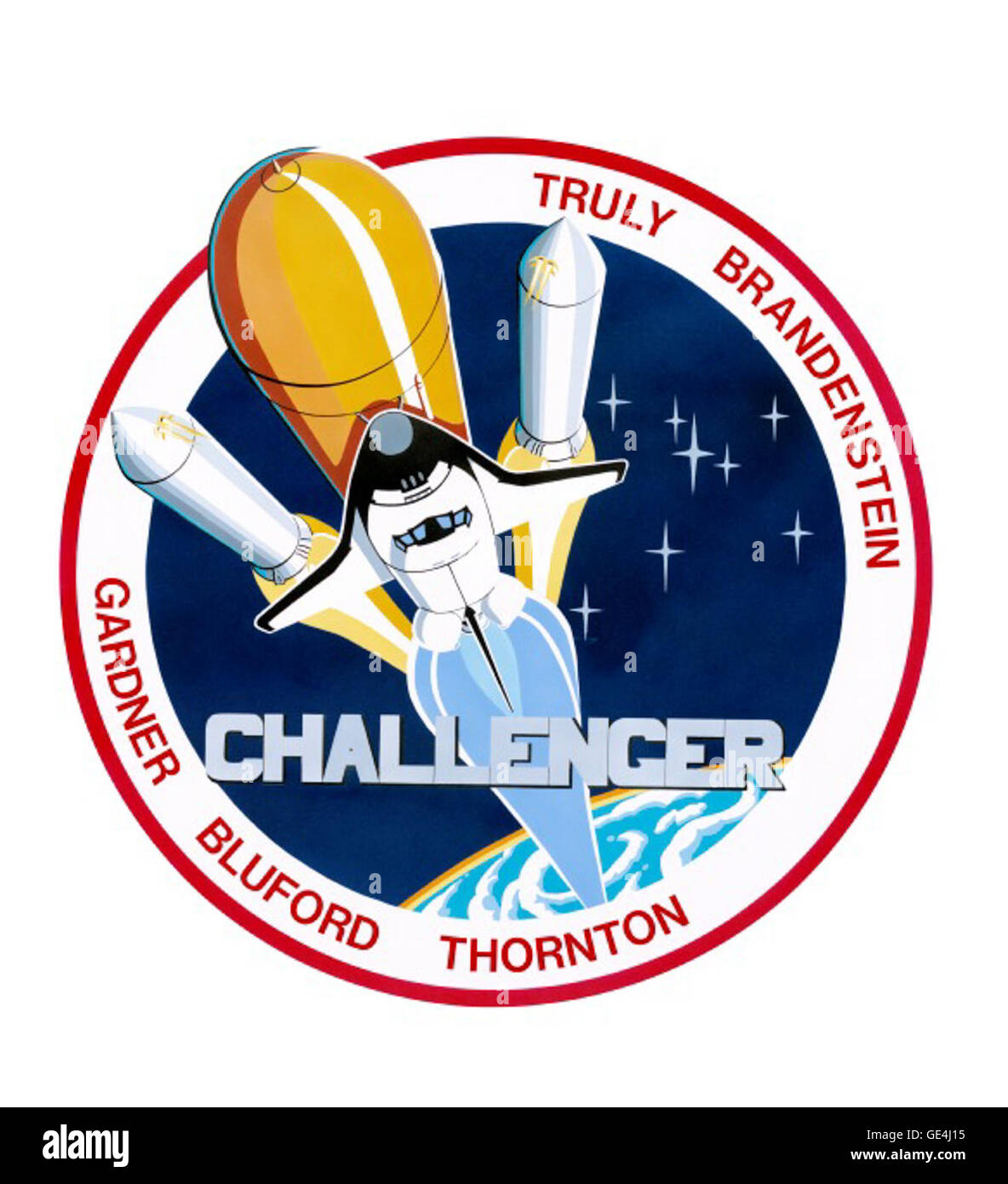 The image shows the Space Shuttle Atlantis during the STS-8 mission ...