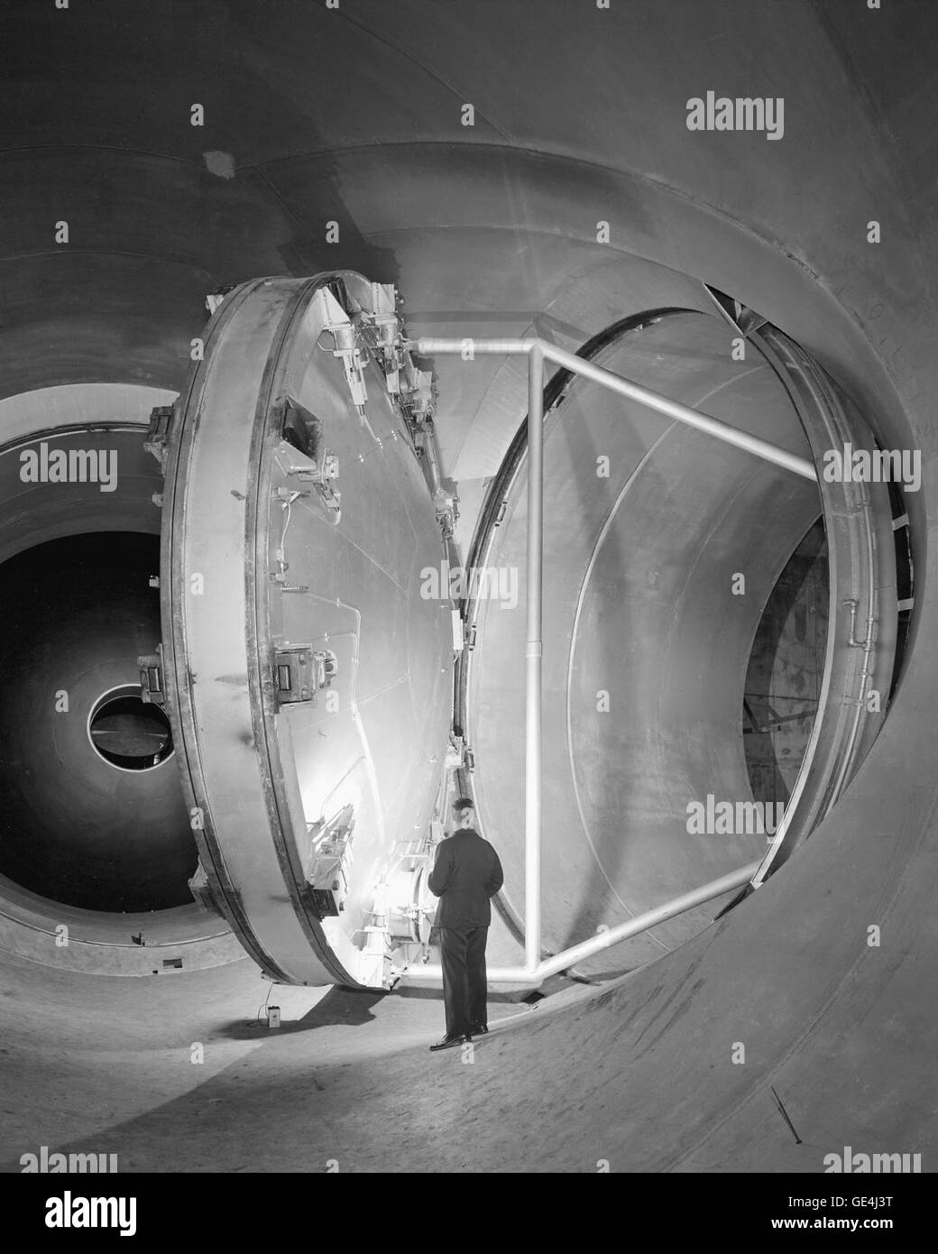 This image features a swinging valve used in supersonic wind tunnel ...