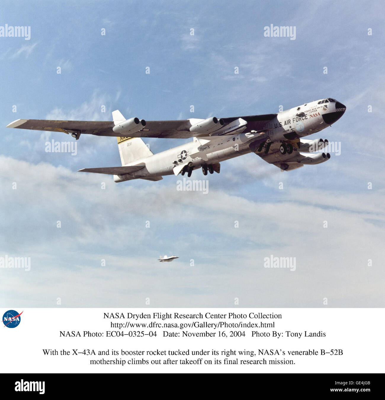 The X-43A, a part of NASA's hypersonic flight program, is shown with ...