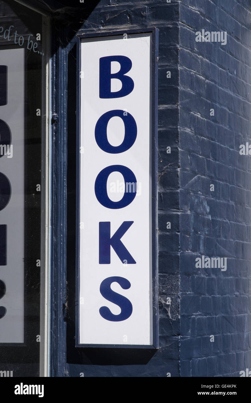 A BOOKS sign at a traditional bookstore in a UK town Stock Photo - Alamy