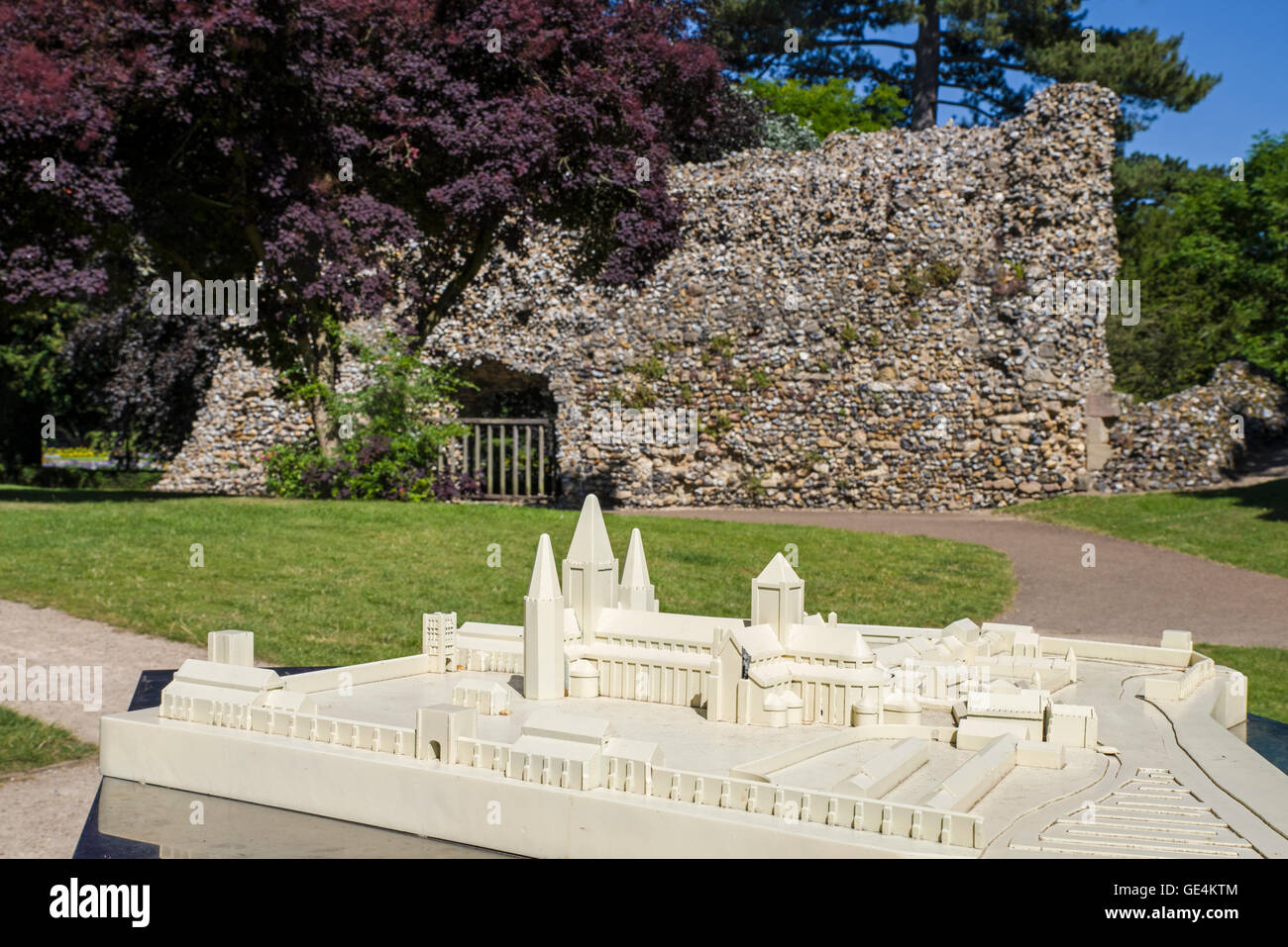 A model of what the Abbey in Bury St. Edmunds once looked like, with ...