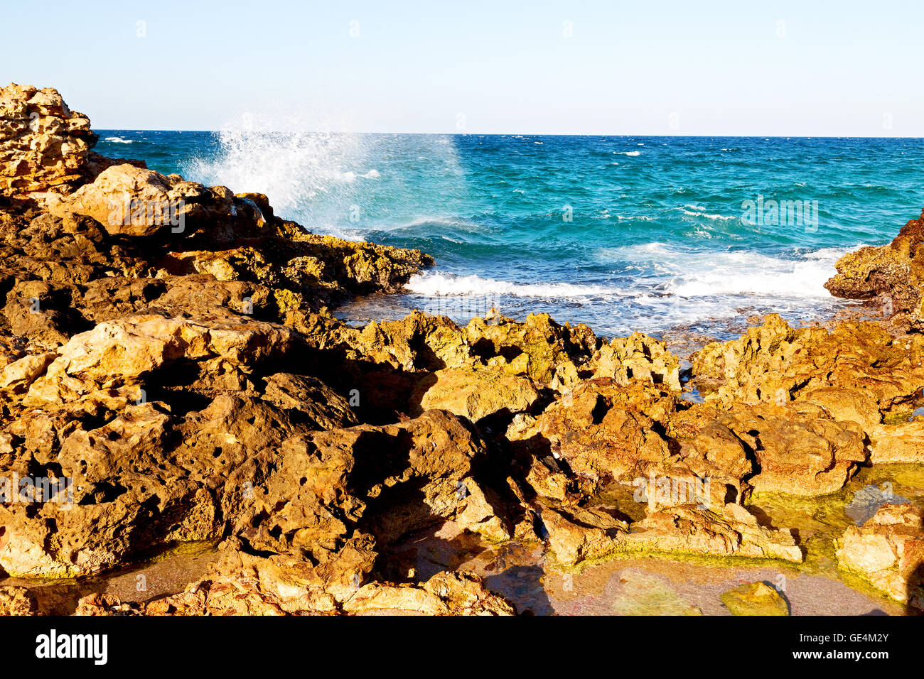 relax near sky in oman coastline sea ocean gulf rock and beach Stock ...