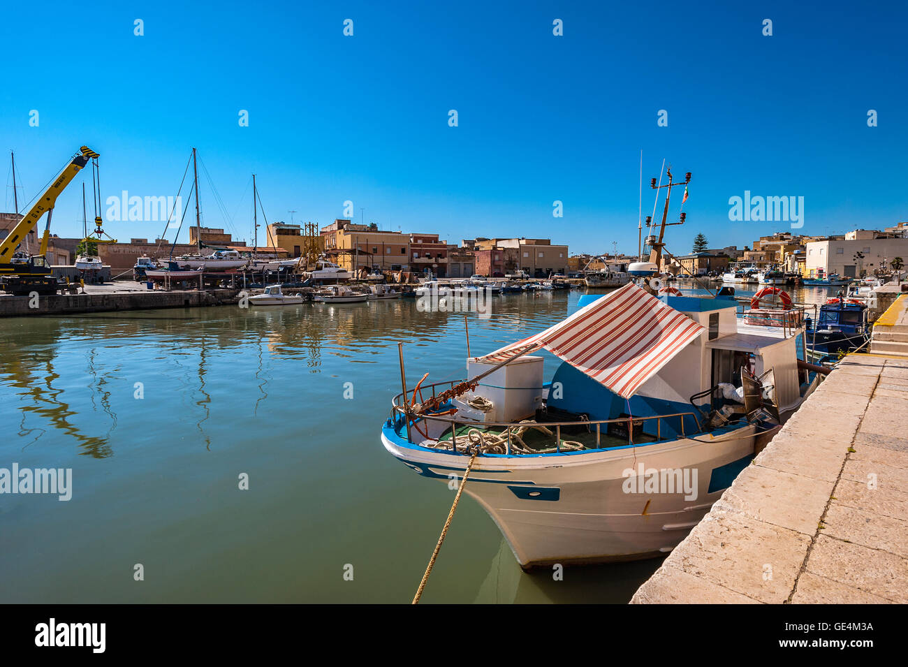 Italy Sicily Mazara del Vallo The Port Canal, at the mouth of the ...