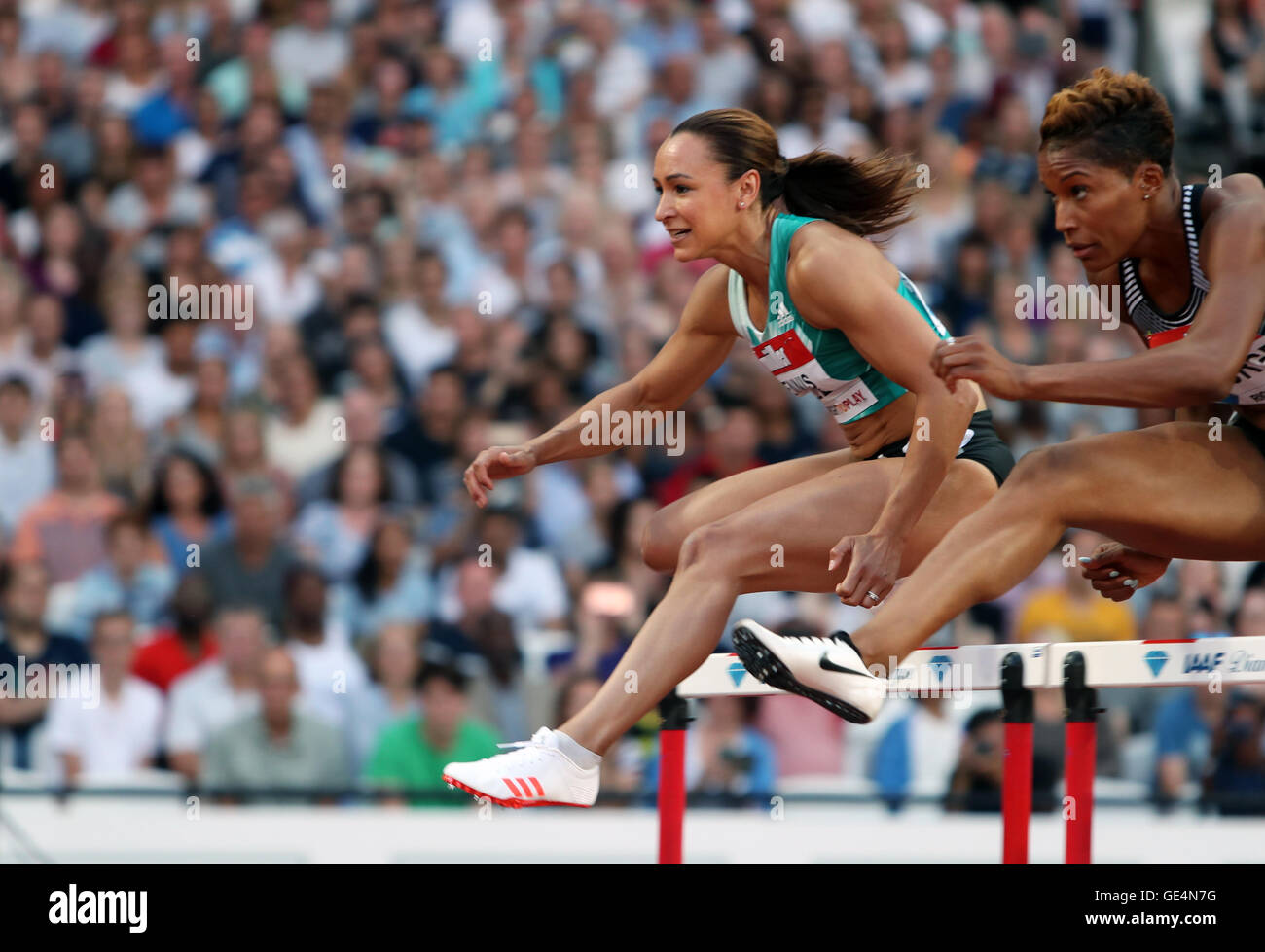 Great Britain's Jessica Ennis-Hill competes in the Women's 100m Hurdles ...