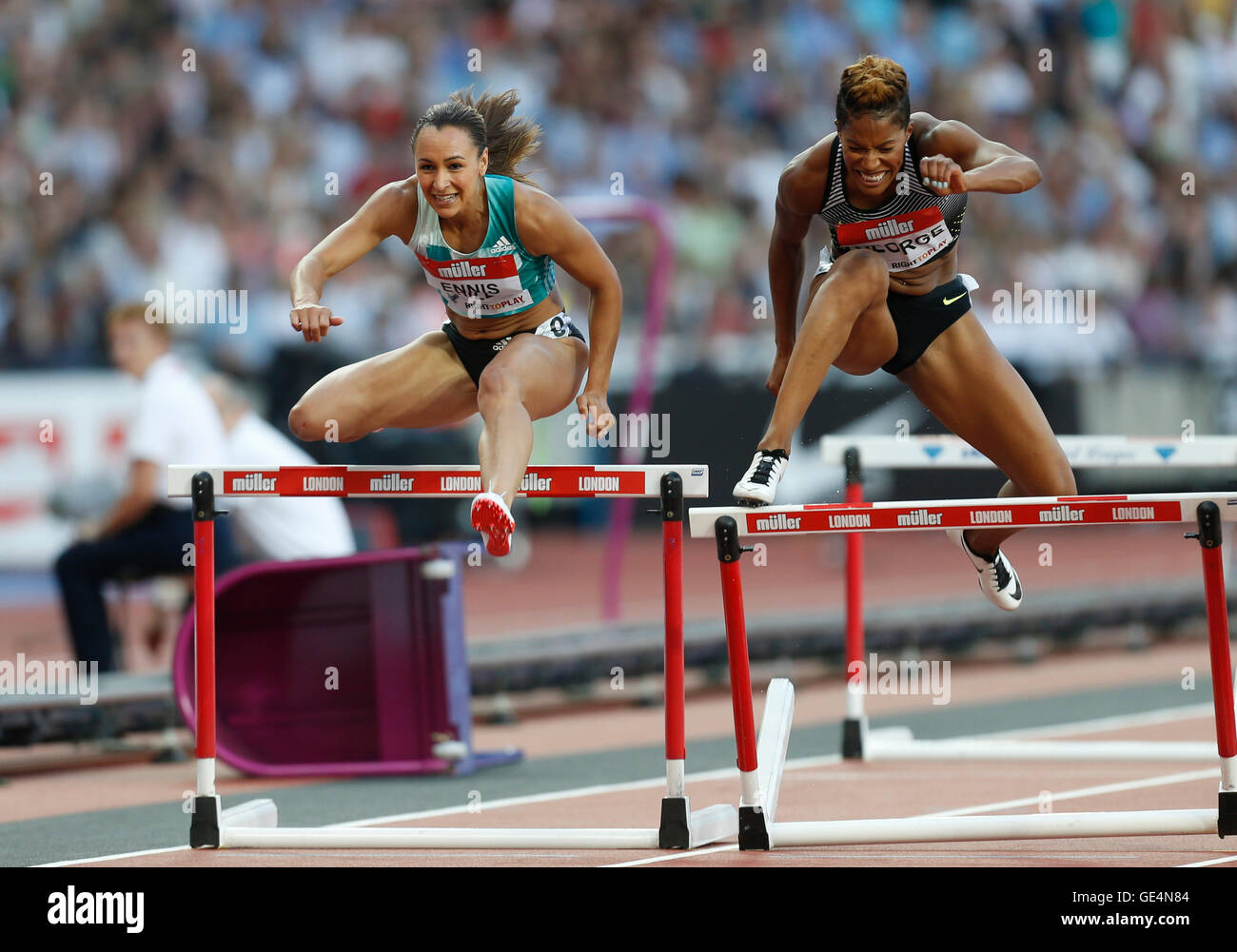 Great Britain's Jessica Ennis-Hill (left) and Canada's Phylicia George ...