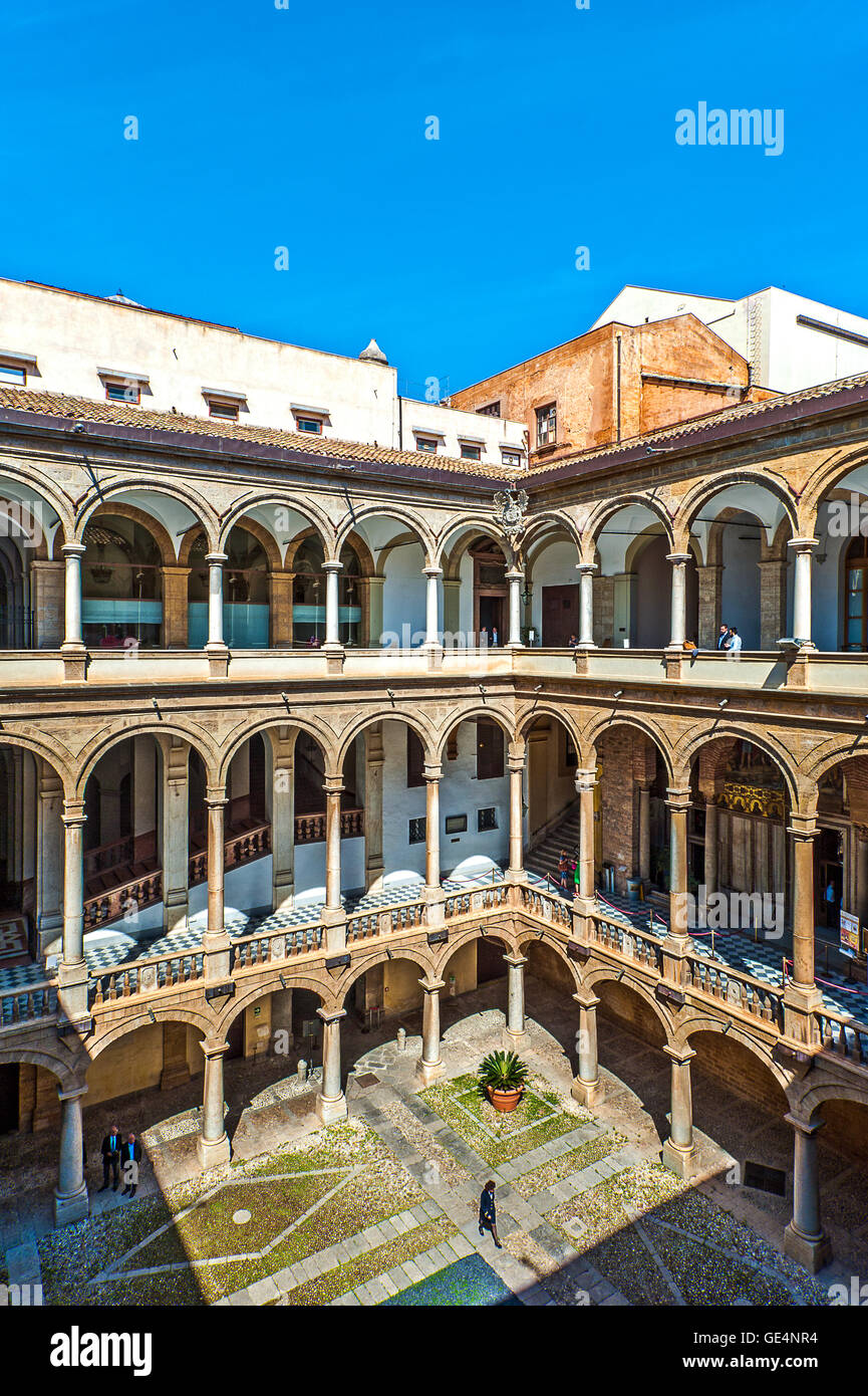 Italy Sicily Palermo Royal Palace - Norman Palace -colonnade of the ...