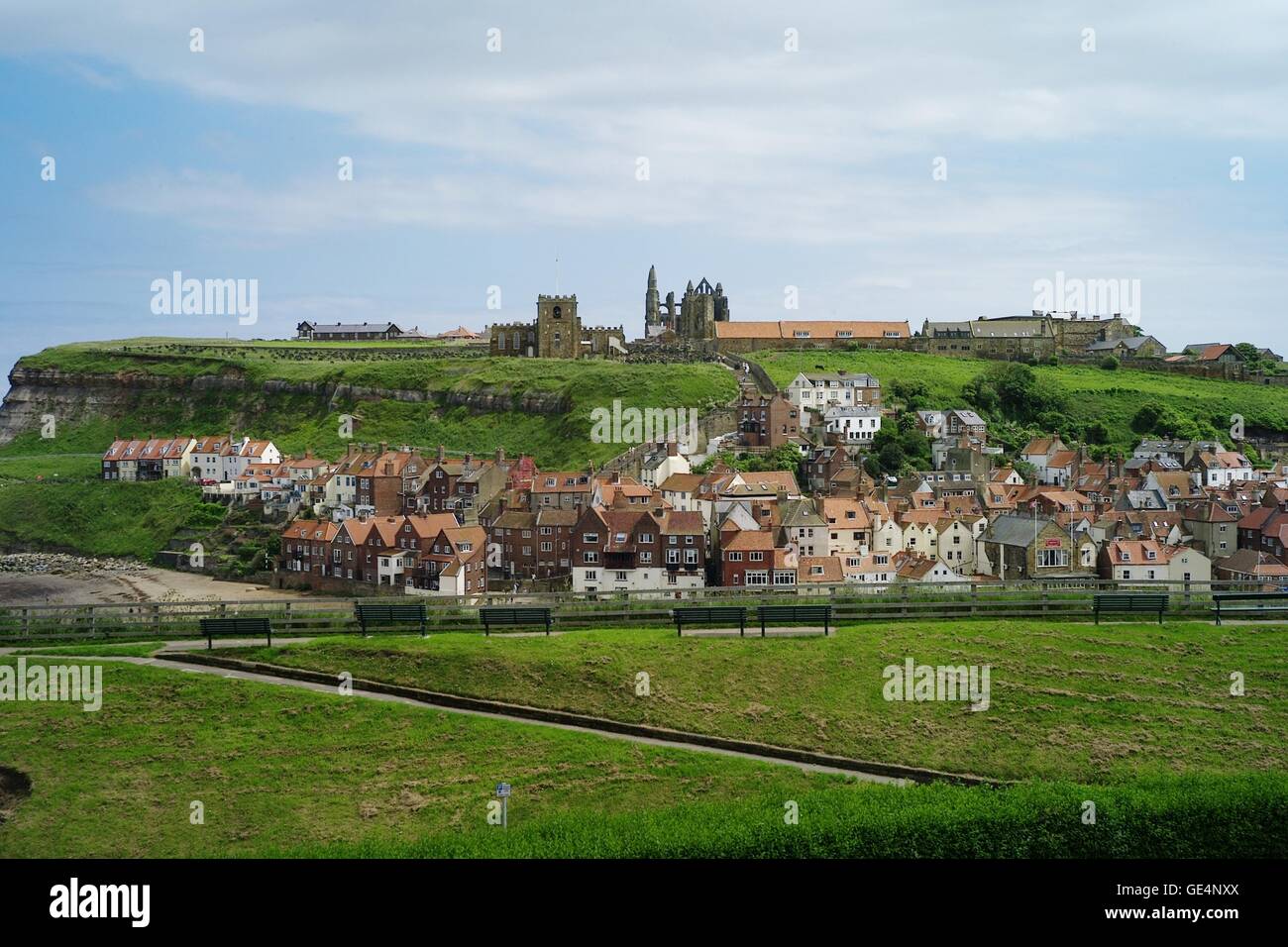 Town of Whitby with Abbey and Church Stock Photo - Alamy
