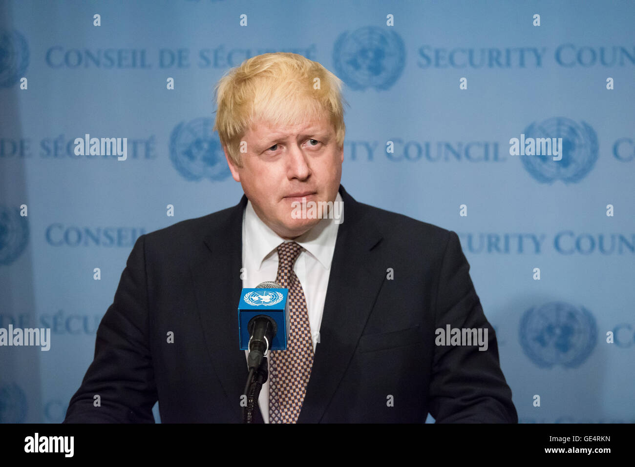 New York, United States. 22nd July, 2016. Boris Johnson speaks with the ...