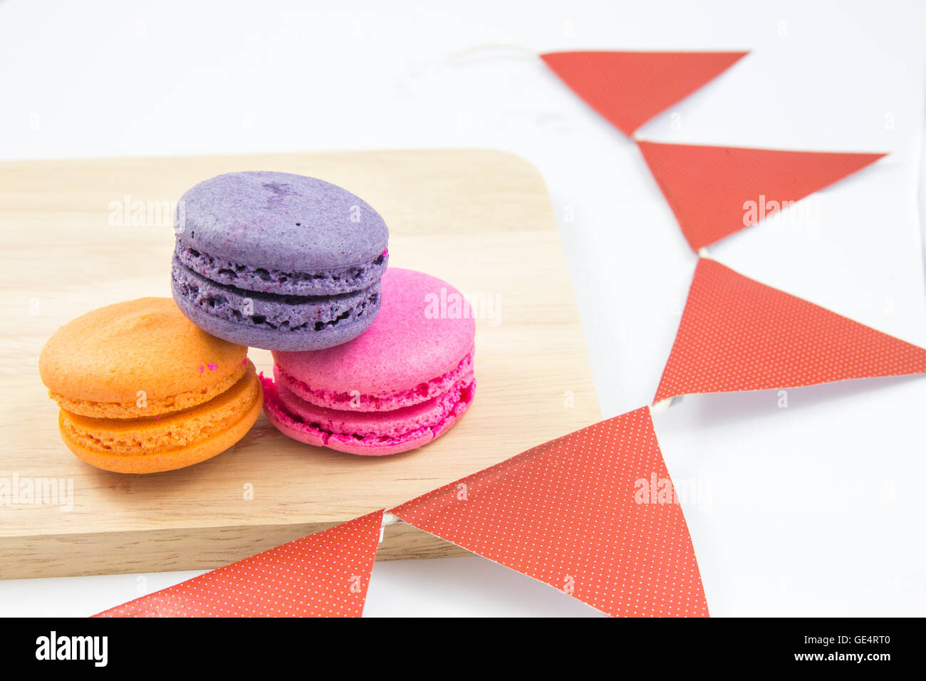 Colorful macaroons variety closeup on wood. concept resentation Stock ...