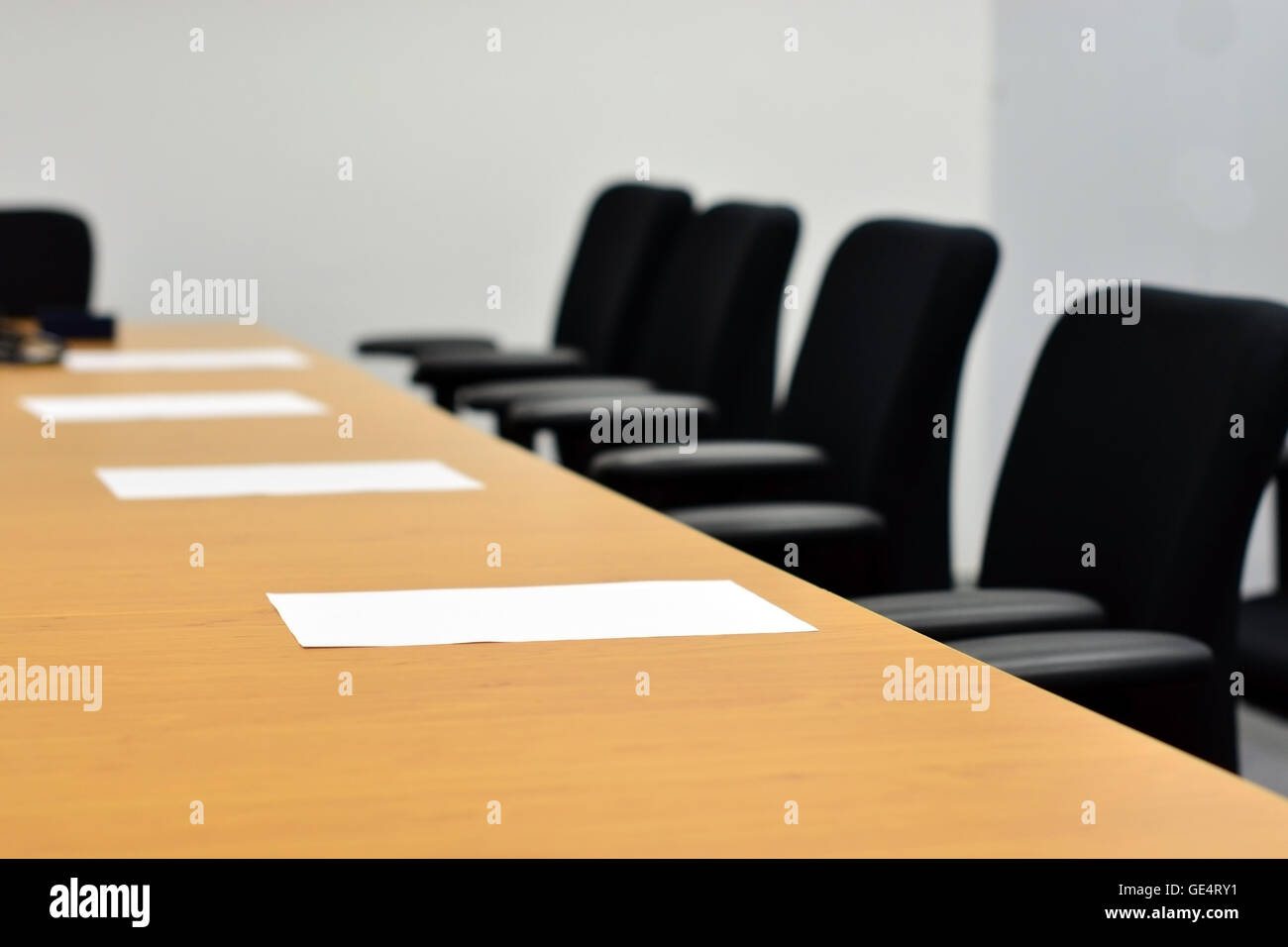Business meeting room (Chairs, paper, preparation) – Selective focus ...