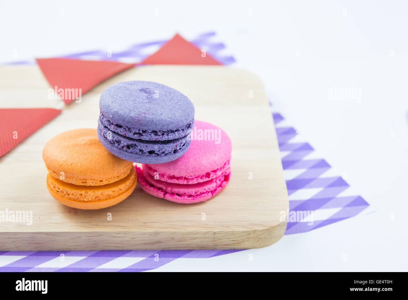 Colorful macaroons variety closeup on wood. concept resentation Stock ...