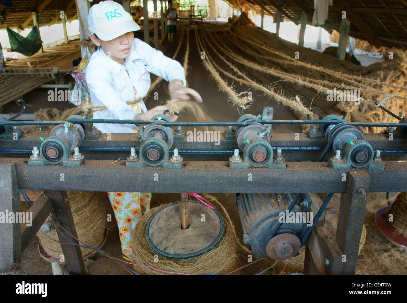 Asian worker work inside coir mat workshop Stock Photo - Alamy