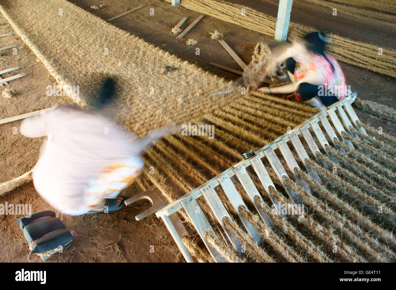 Asian worker work inside coir mat workshop Stock Photo - Alamy