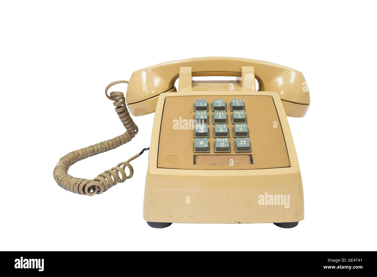 older 80's phone front view isolated white. old house phone Stock Photo ...