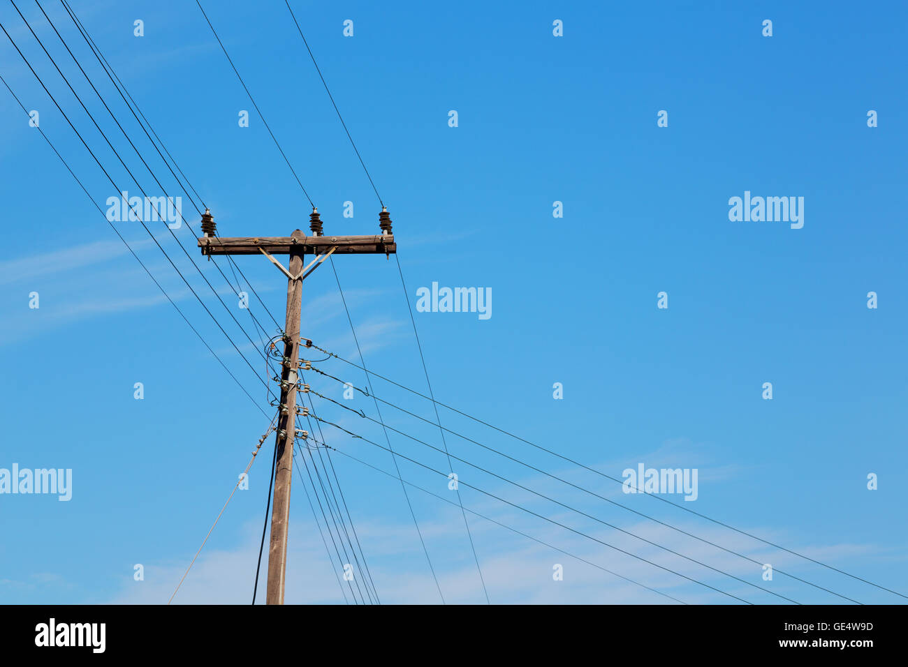 in the cloudy sky and abstract background current pole electricity line ...