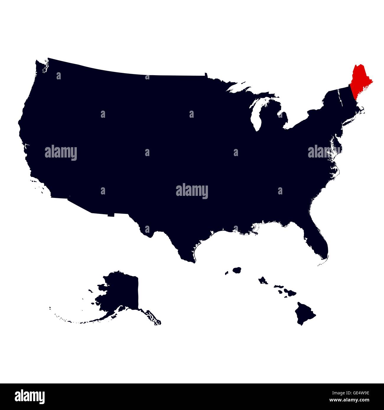 Maine State in the United States map Stock Vector Image & Art - Alamy