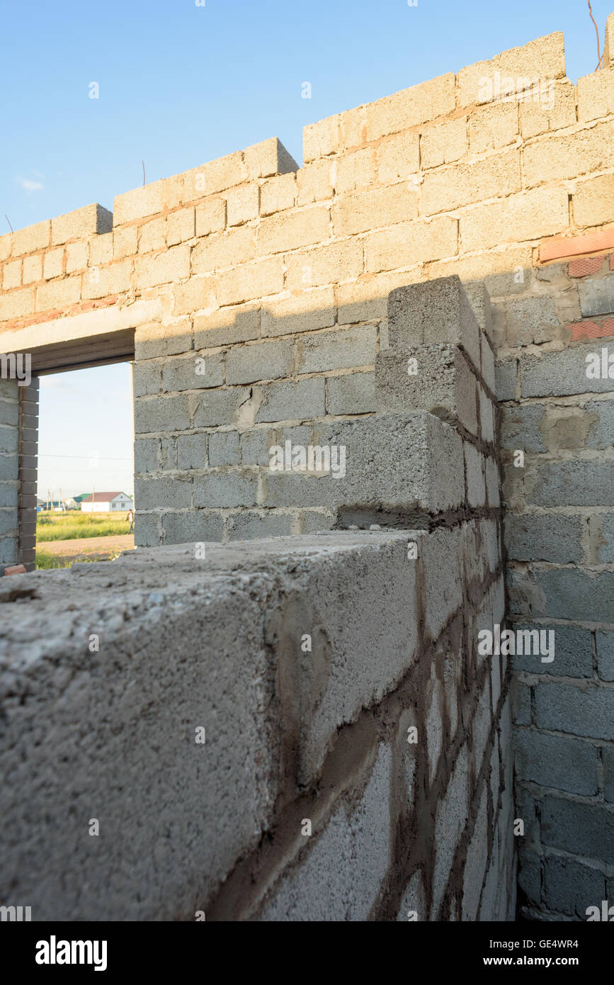 House interior brick walls under construction and showing new building ...