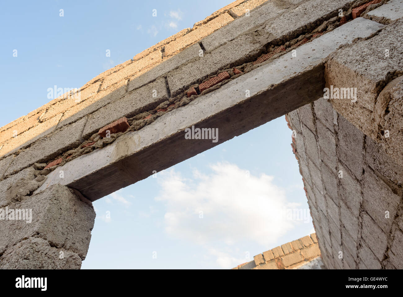 House interior brick walls under construction and showing new building ...