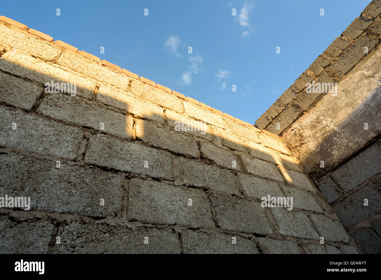 House interior brick walls under construction and showing new building ...