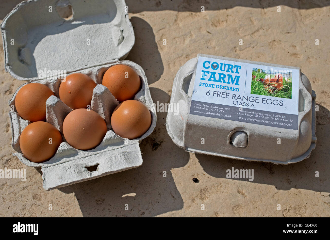 Two boxes of Class A free range eggs UK Stock Photo - Alamy