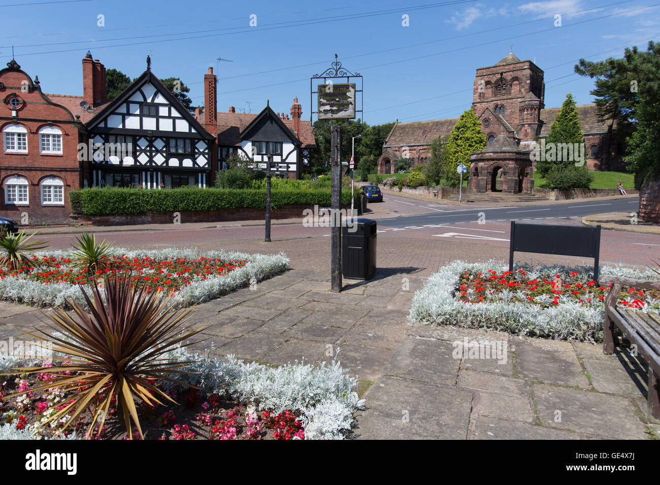 Village of Thornton Hough, Cheshire, England. Picturesque view of ...