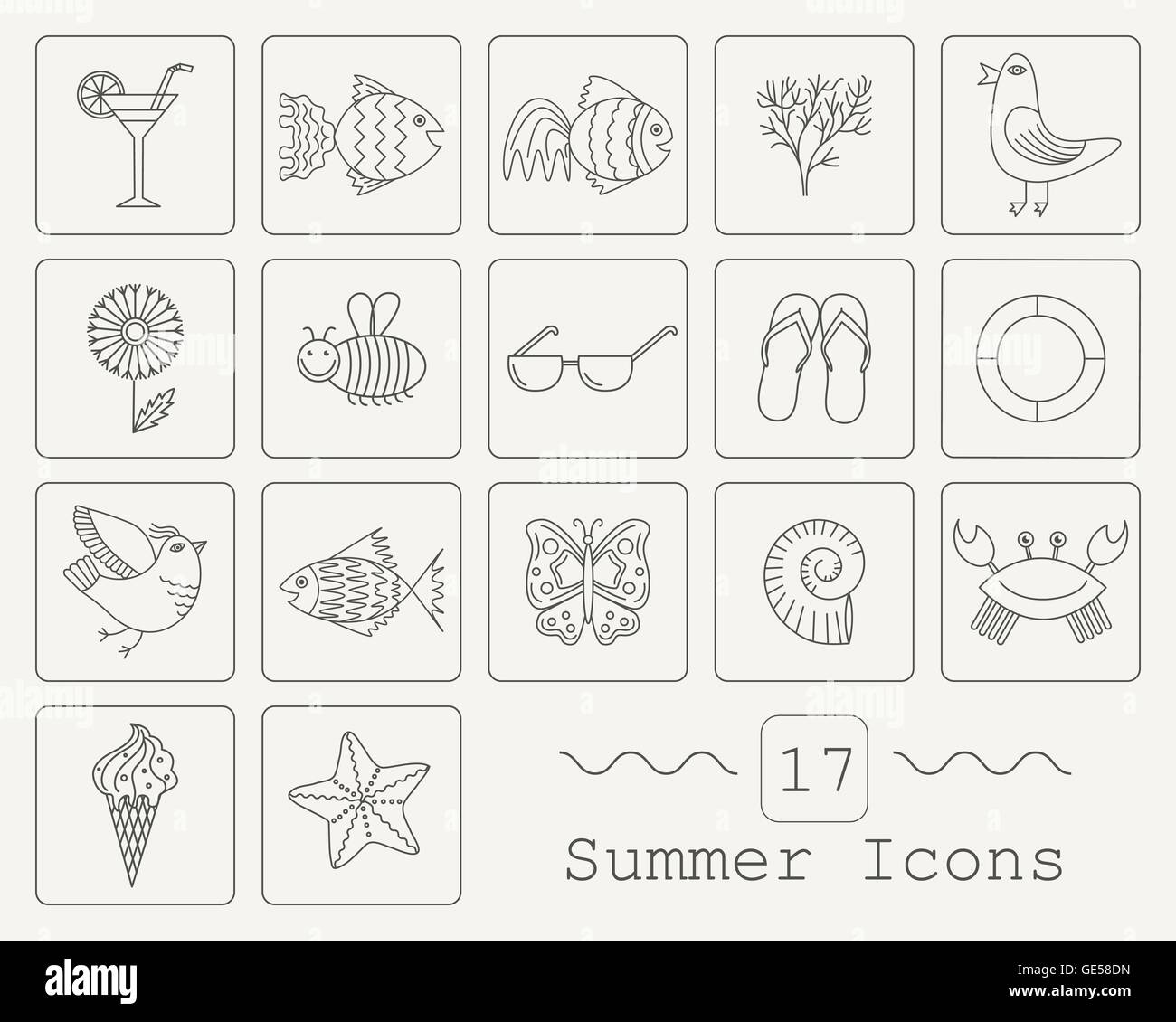 Summer Icons with White Background Stock Vector Image & Art - Alamy