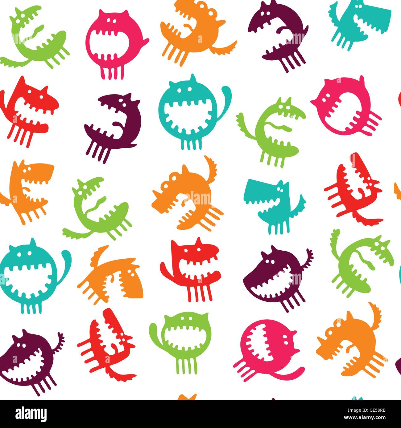seamless pattern with monsters vector illustration Stock Vector Image ...