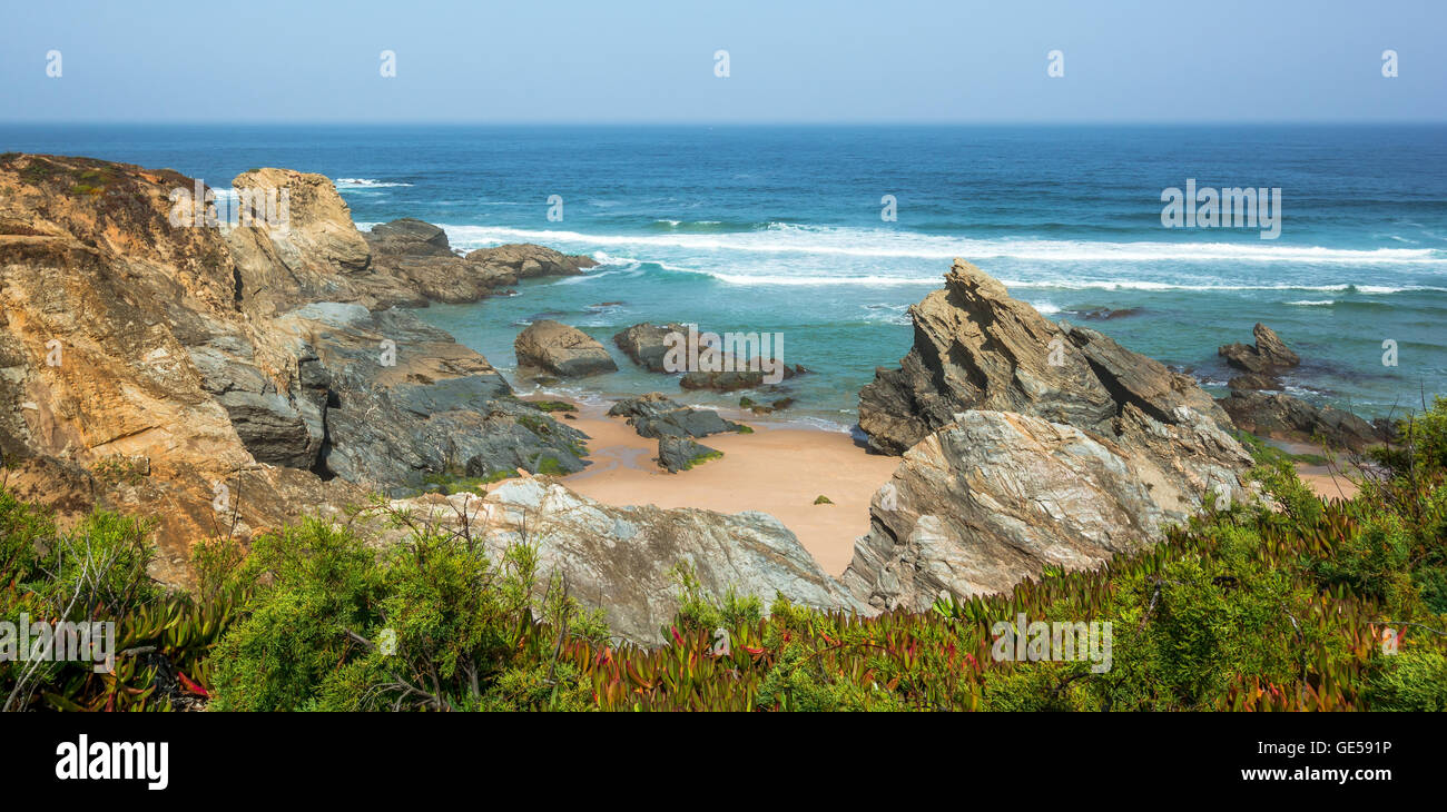 Scenic sight of Vicentina coast, near Almograve, Portugal Stock Photo ...
