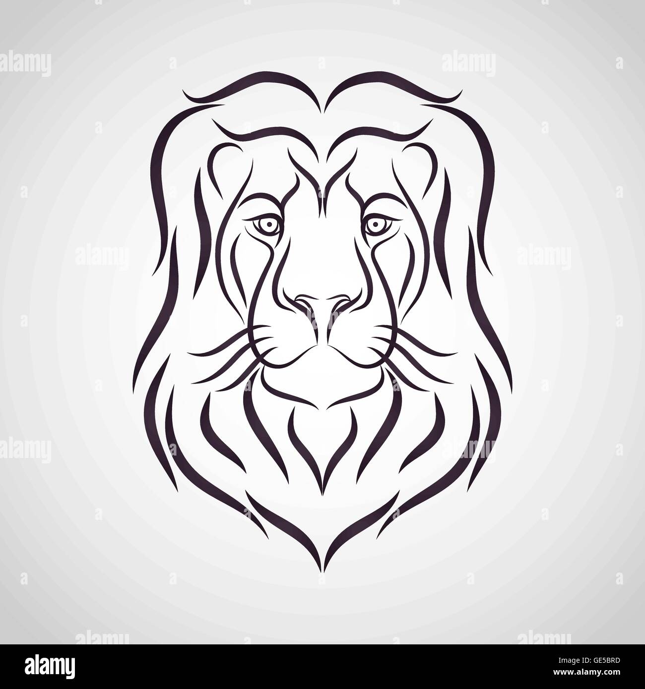Simple Lion Head Line Drawing