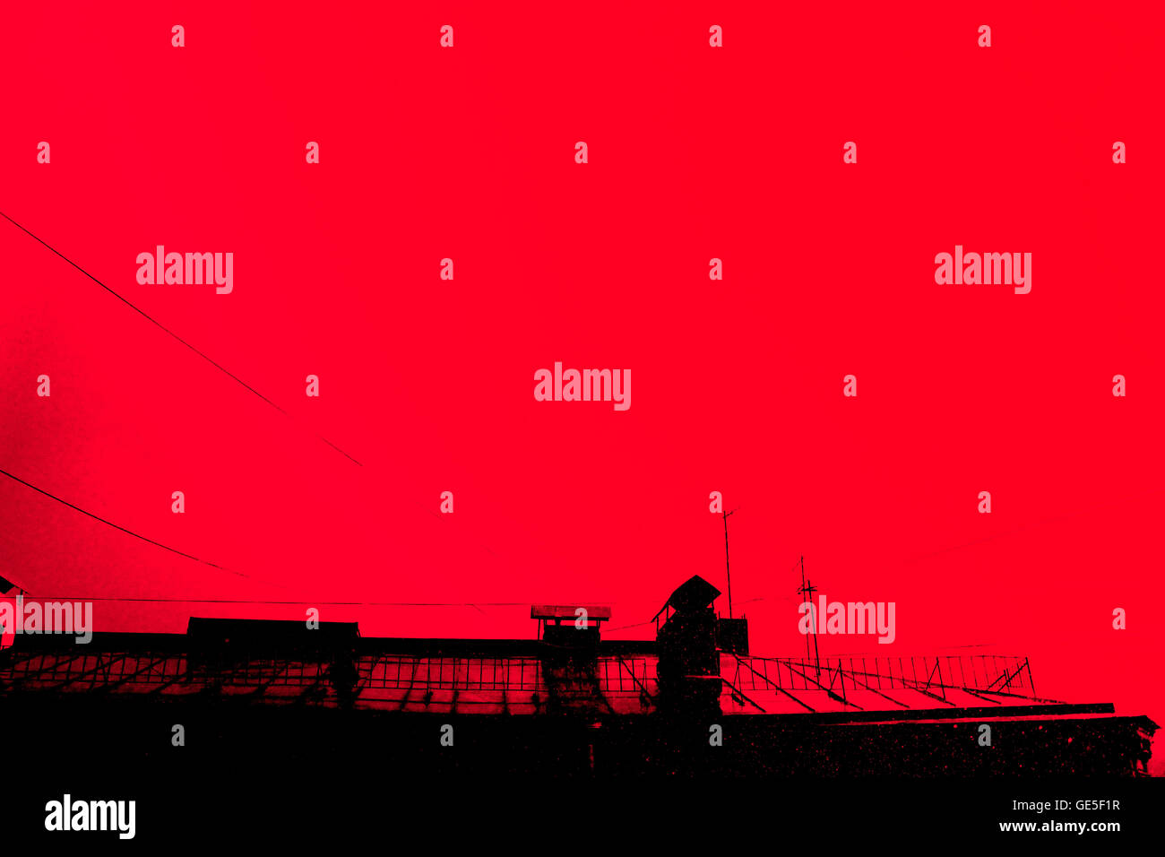 The roof in red detective or mystery horror style (background Stock ...