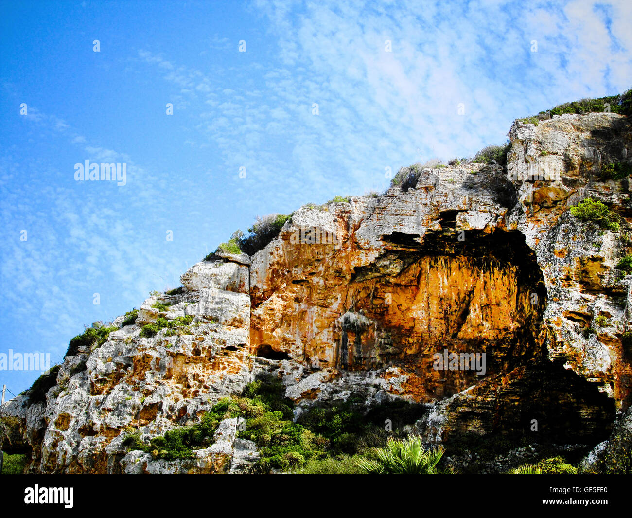 The blue sky and scenery rock (Menorca Island, Spain Stock Photo - Alamy