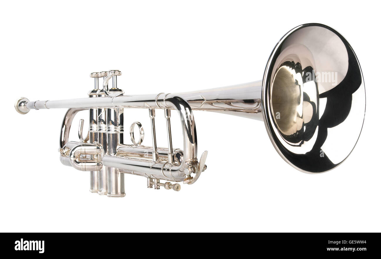 Isolated Trumpet on a white background Stock Photo - Alamy