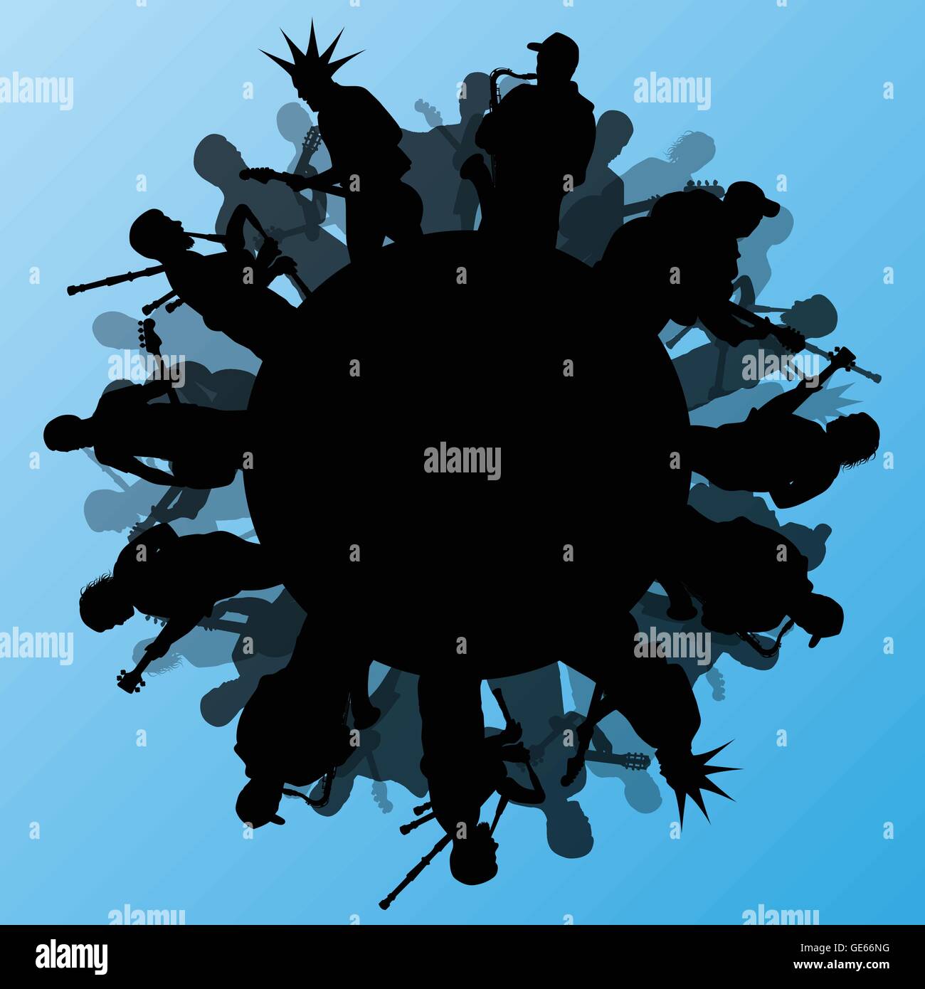 Rock concert various musicians abstract landscape background ...