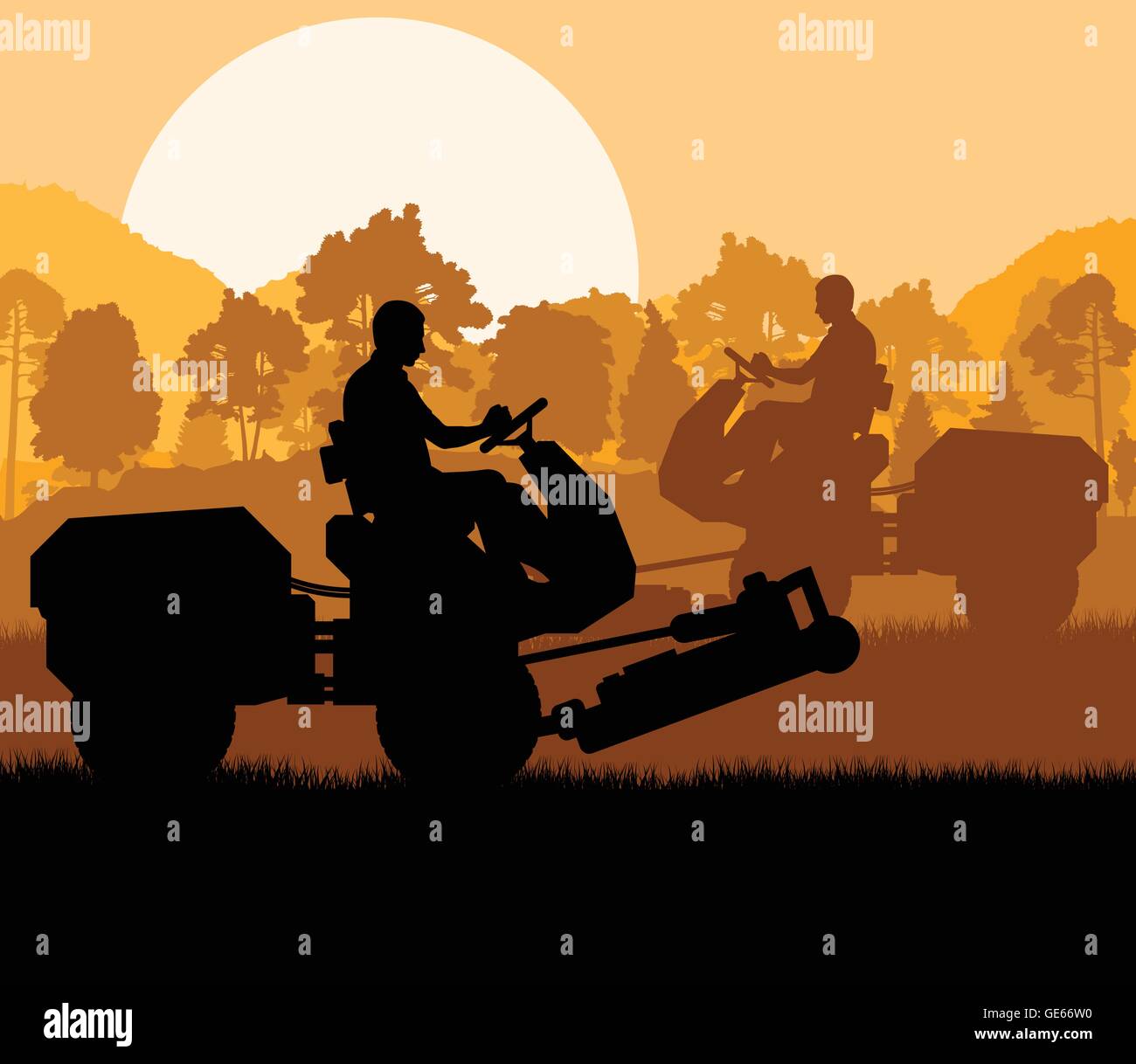 Grass cutting machine Stock Vector Images - Alamy