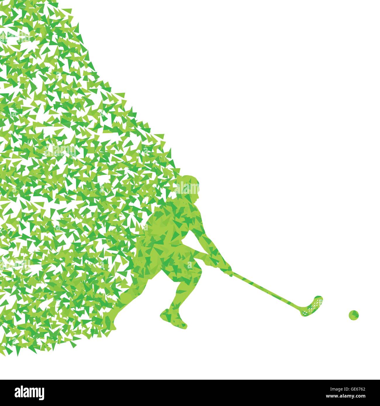 Floor ball player vector silhouette made of triangle fragments vector ...