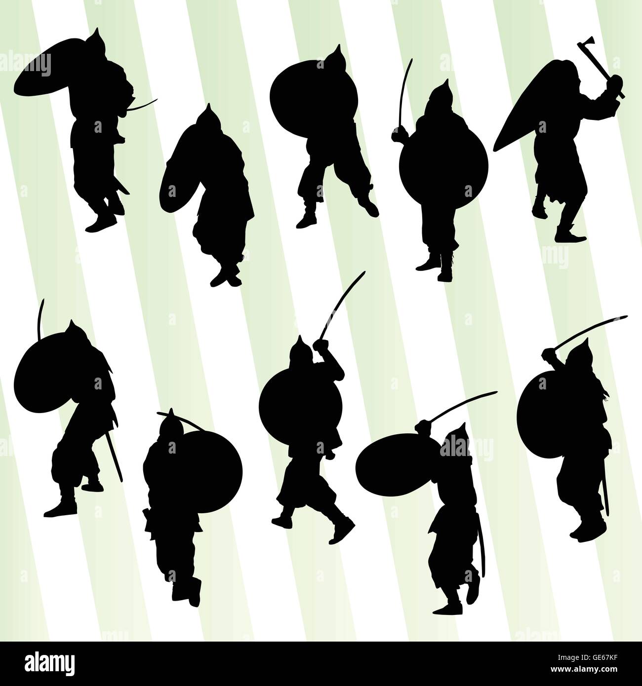 Medieval knight, warrior, crusader vector background concept set Stock ...