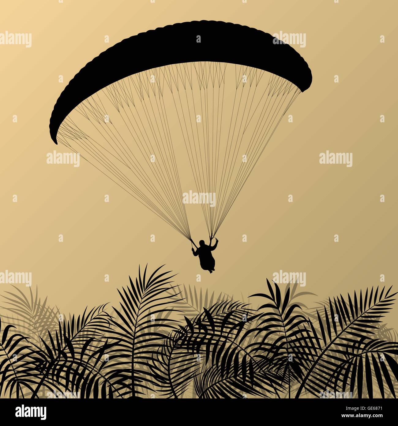 Paragliding active sport background landscape concept vector for poster ...