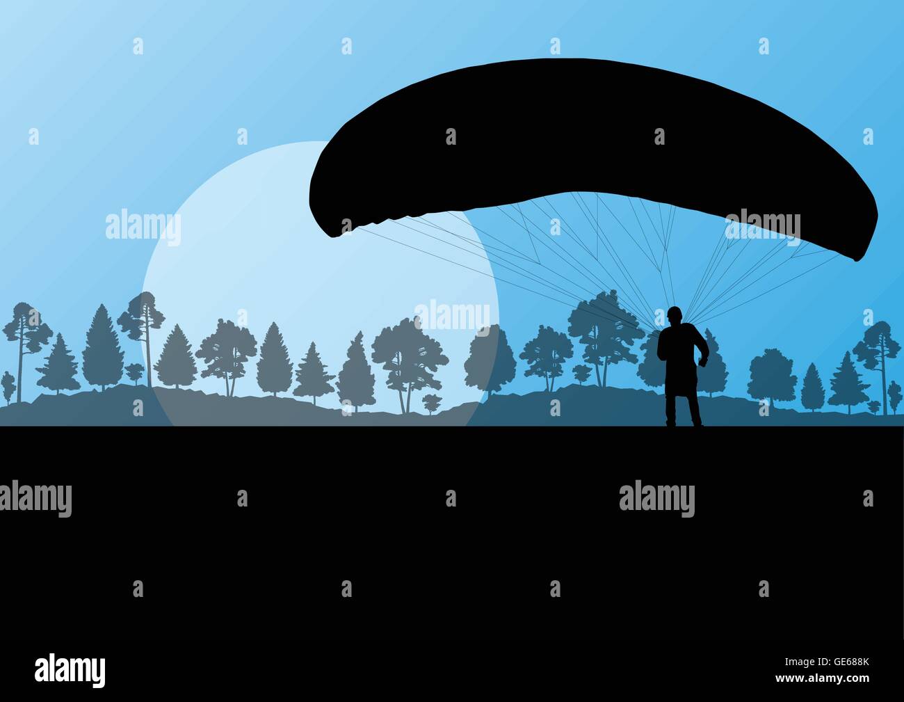 Paragliding vector background landscape concept vector for poster Stock ...