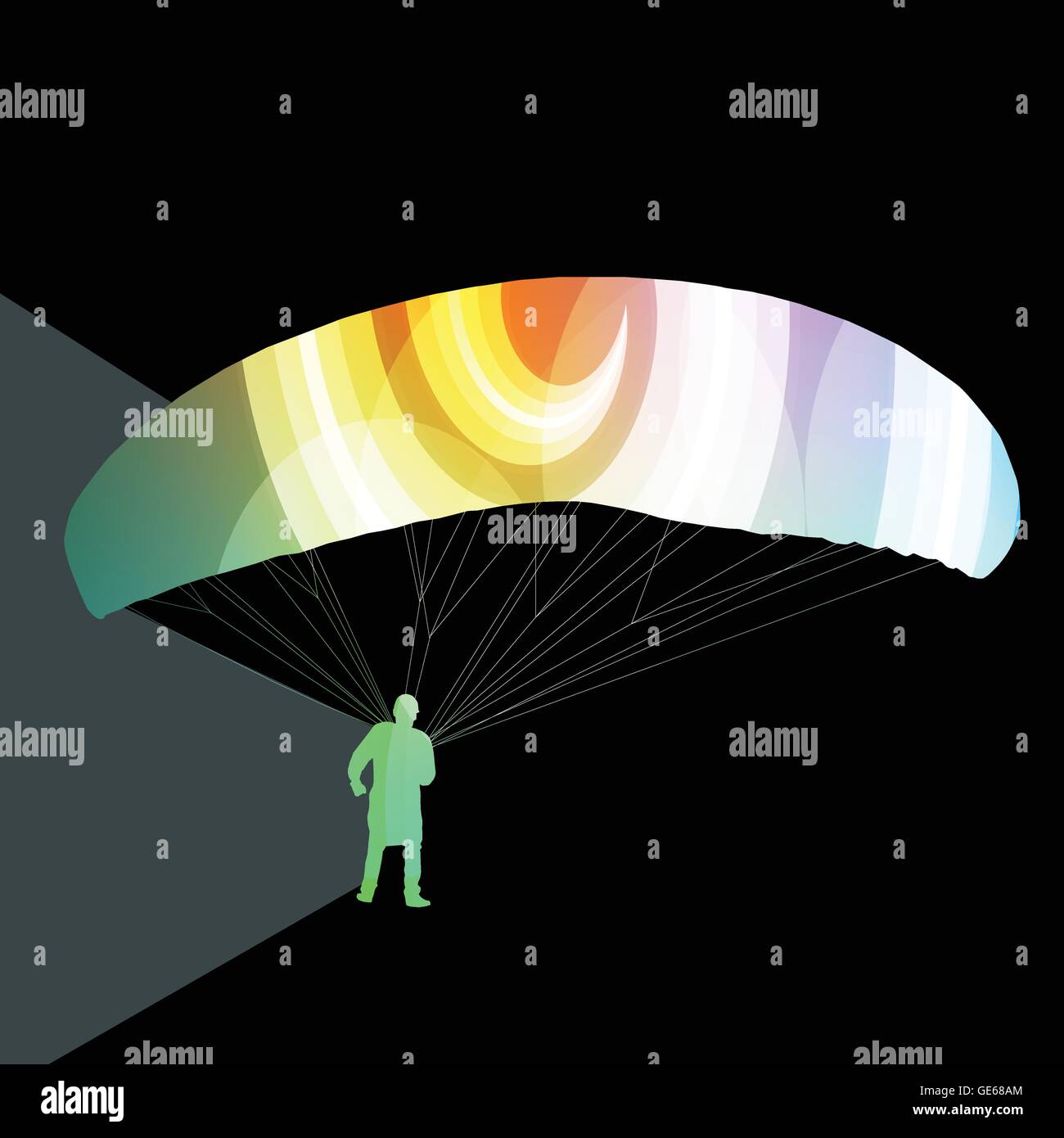 Paraglider flying silhouette illustration vector background colorful ...