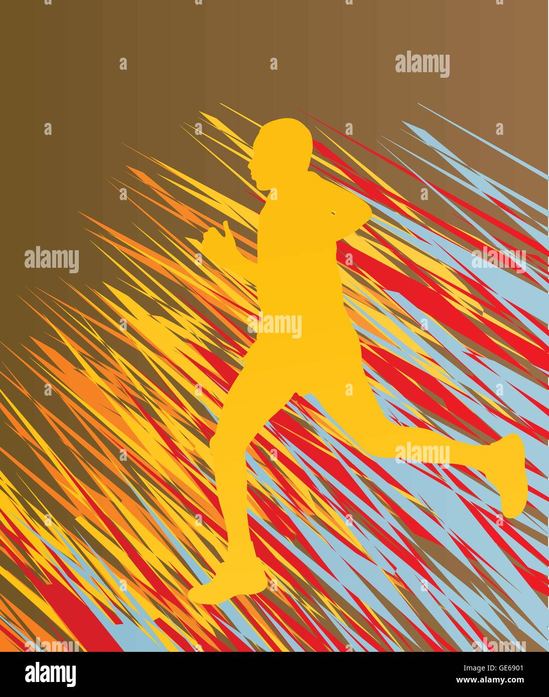 Silhouette of runner vector in front of colorful abstract background ...