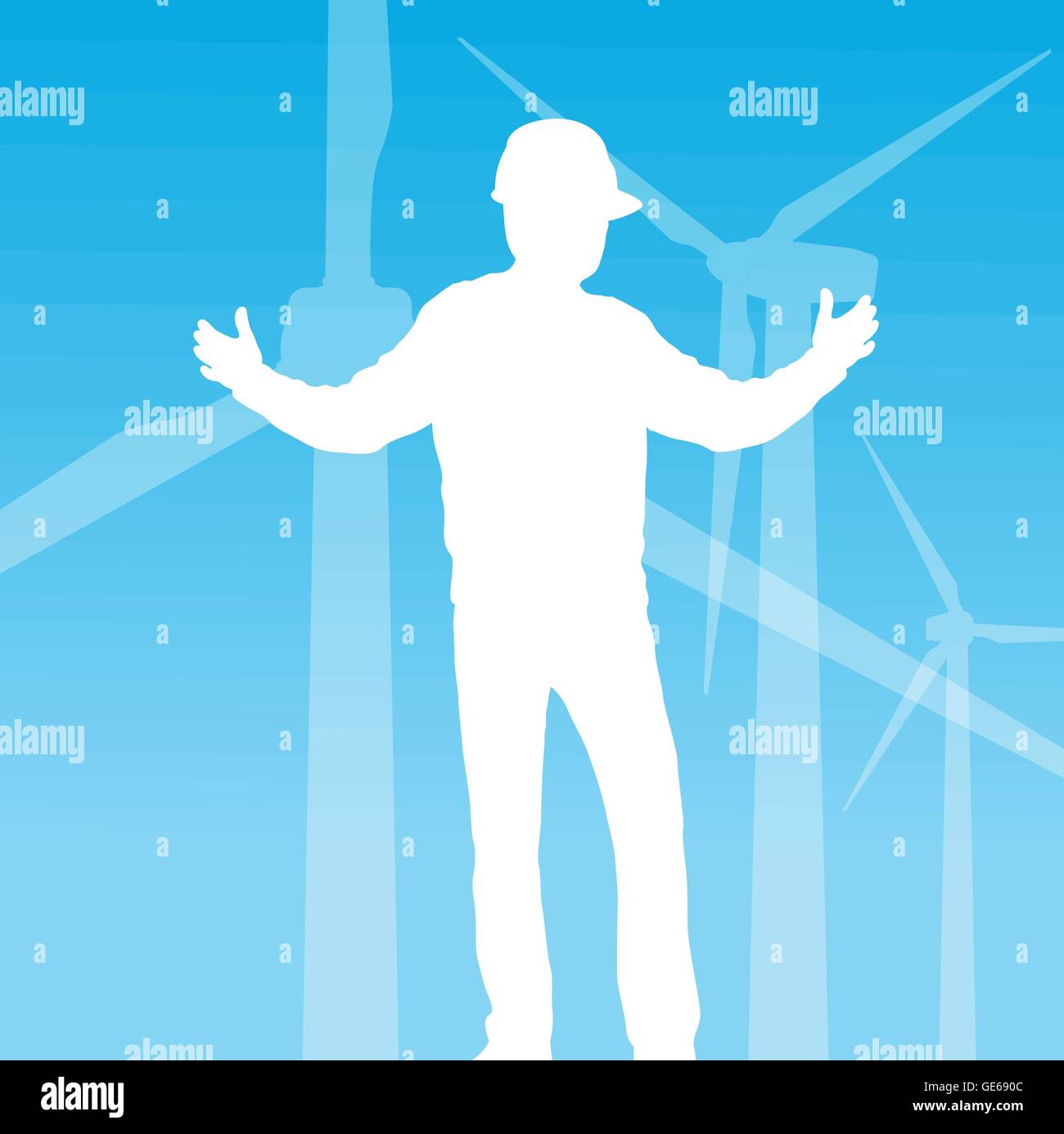 Clean energy concept with wind generators vector background Stock ...