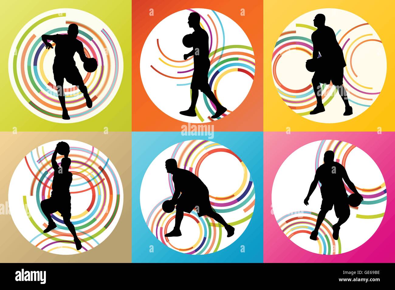 Basketball woman player vector background set concept for poster Stock ...