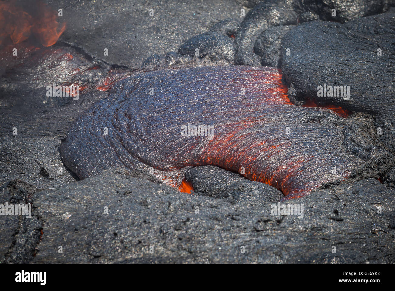 Lava flow in lava field, Hawaii volcanoes National Park Stock Photo - Alamy