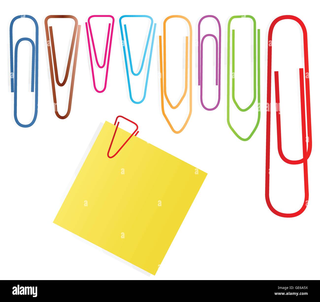Paper clip set vector background with note paper for poster Stock ...