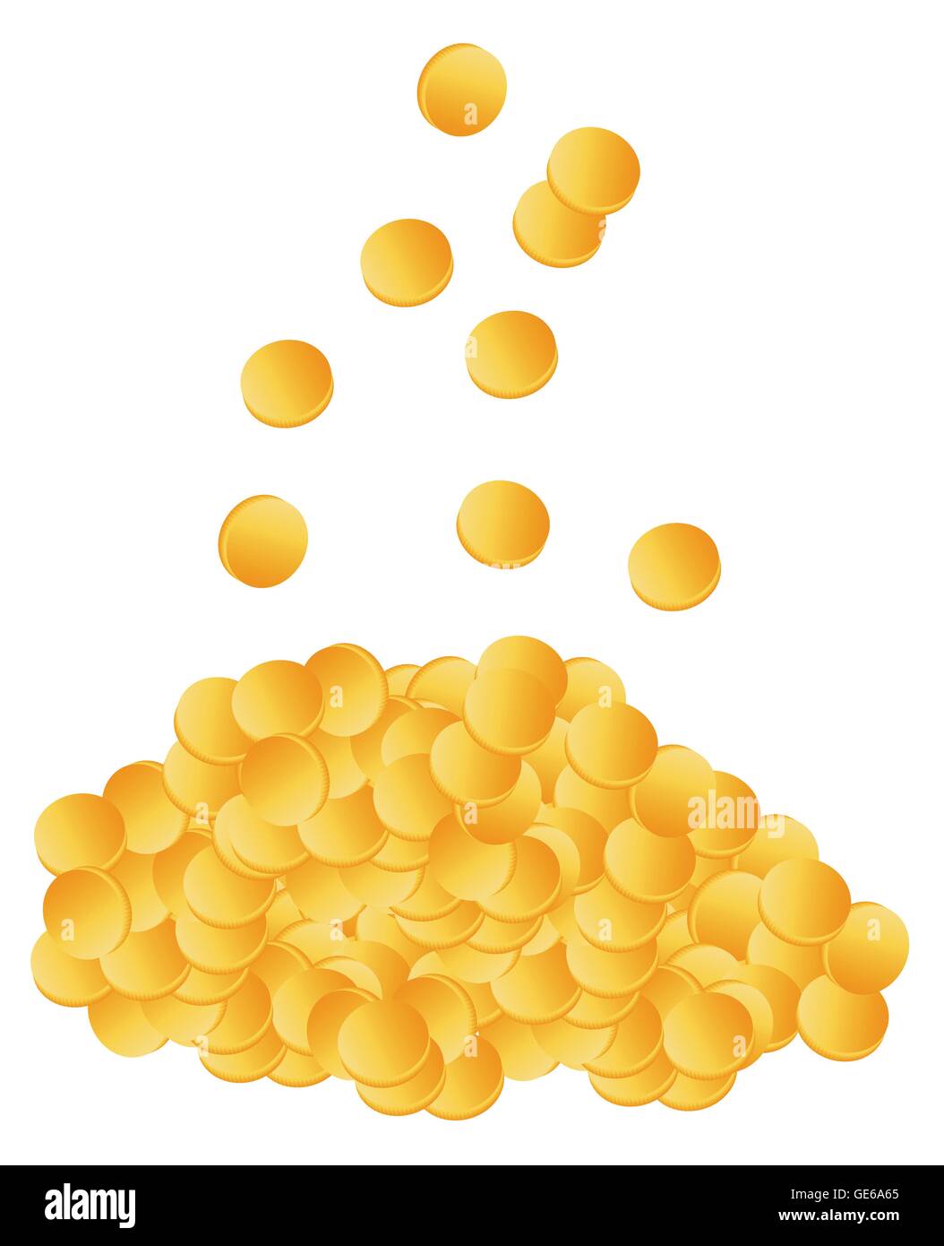 Golden coins dropping down on pile vector background Stock Vector Image ...