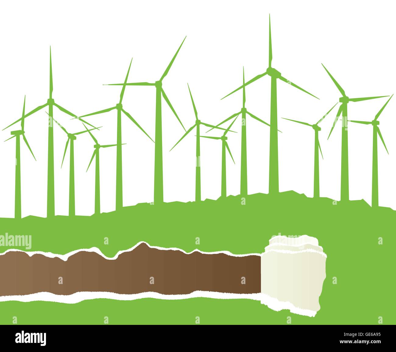 Ecology wind generator vector background with ripped paper copy space ...
