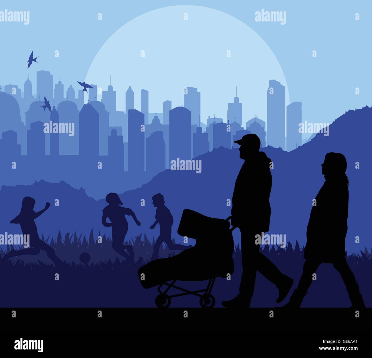 Woman baby carriage in Stock Vector Images - Alamy