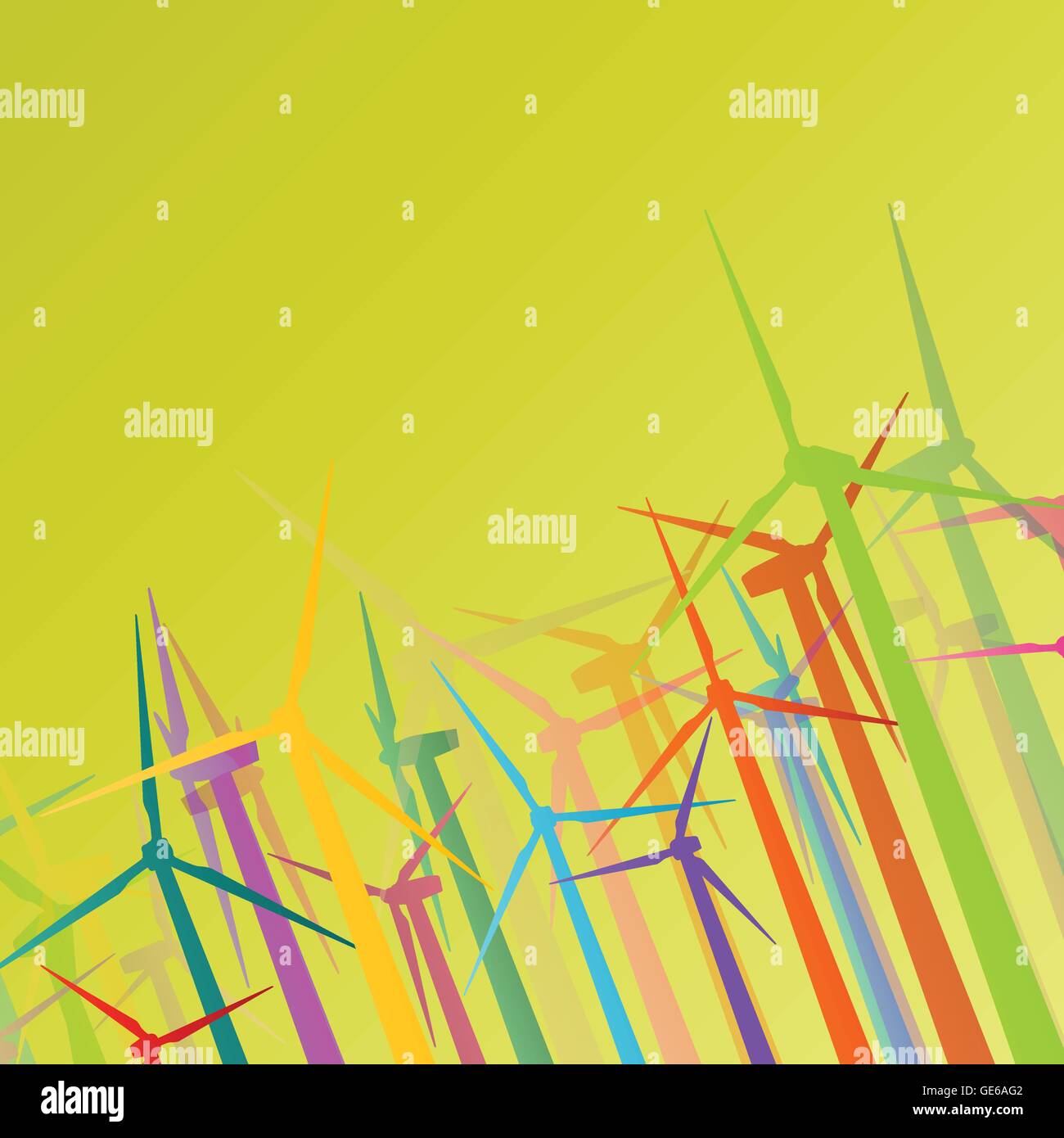 Colorful wind electricity generators and windmills detailed ecology ...